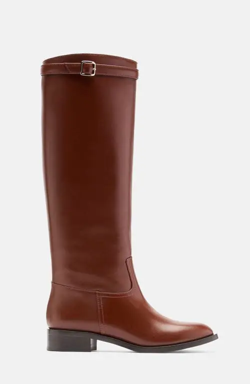 SCAROSSO Lauren Buckled Boots - Light Brown - Calf