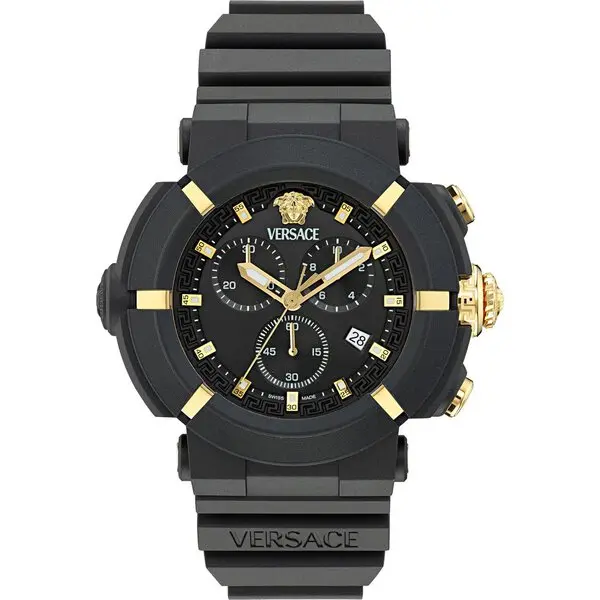 Versace Real Active Chronograph Bracelet Watch - Black Ecoceramic