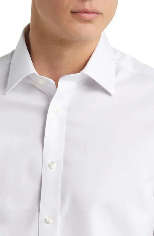 CHARLES TYRWHITT Non-iron Royal Oxford Slim Fit Shirt Double Cuff - White