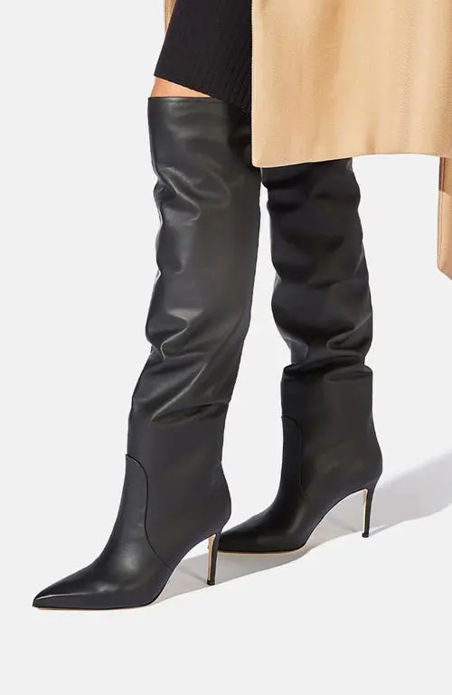 SCAROSSO Carra Knee High Boots - Black - Calf