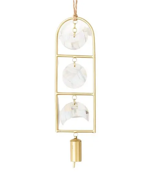 MATR BOOMIE Chayana Moon Phase Mother Of Pearl Wind Chimefair Trade Decor - White/gold