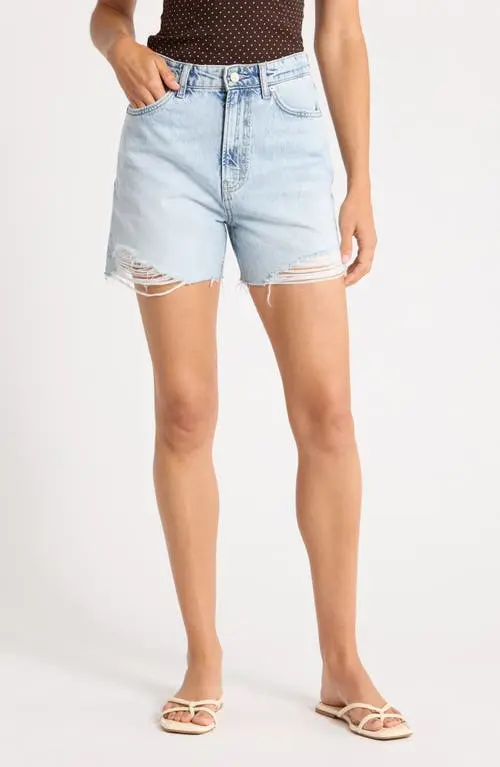 REFORMATION High Waist Raw Hem Denim Shorts - Dory