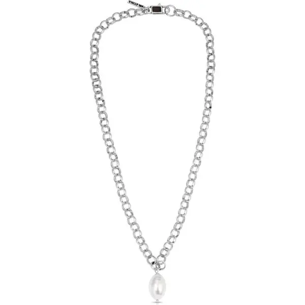 MR. ETTIKA Pearl Charm Chain Necklace - Silver