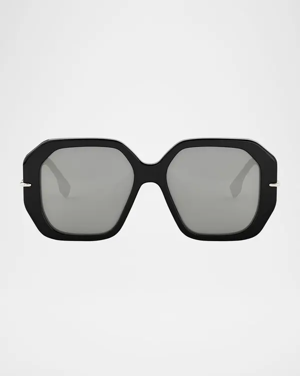 Fendi Selleria Square Sunglasses - Shiny Blacksmoke Mirror