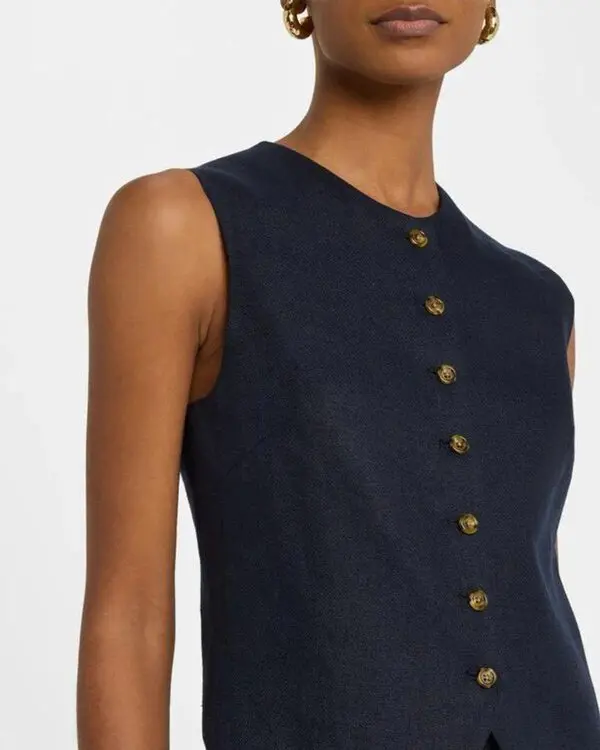 ARGENT Basketweave Linen Waistcoat