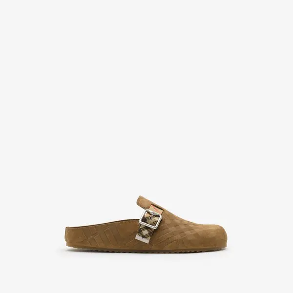 Burberry Check Suede Urchin Clogs - Jute