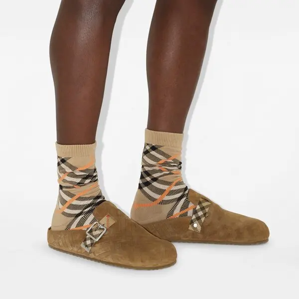 Burberry Check Suede Urchin Clogs - Jute