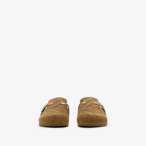 Burberry Check Suede Urchin Clogs - Jute