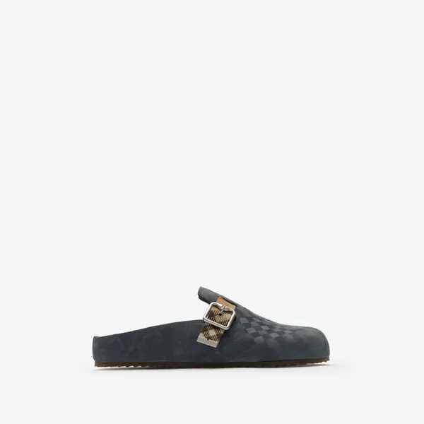 Burberry Suede Check Urchin Clogs - Wave Blue