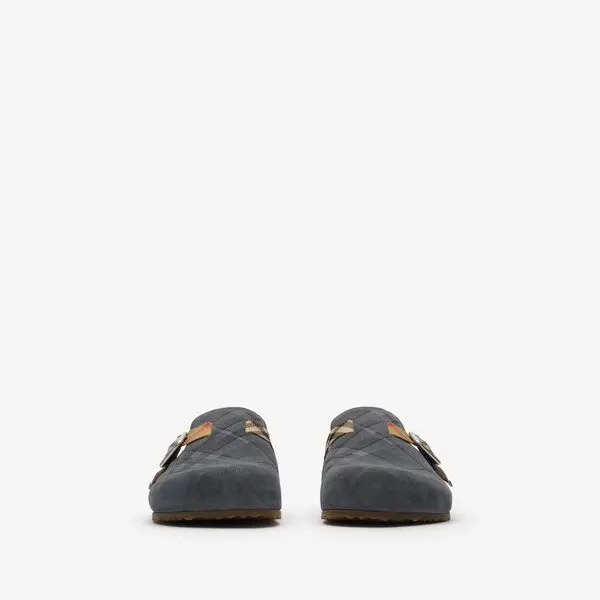 Burberry Suede Check Urchin Clogs - Wave Blue
