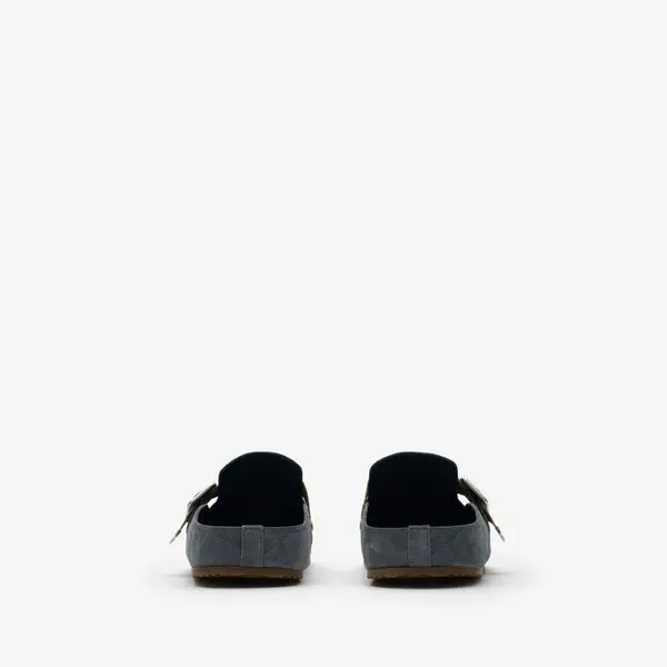 Burberry Suede Check Urchin Clogs - Wave Blue