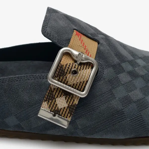 Burberry Suede Check Urchin Clogs - Wave Blue