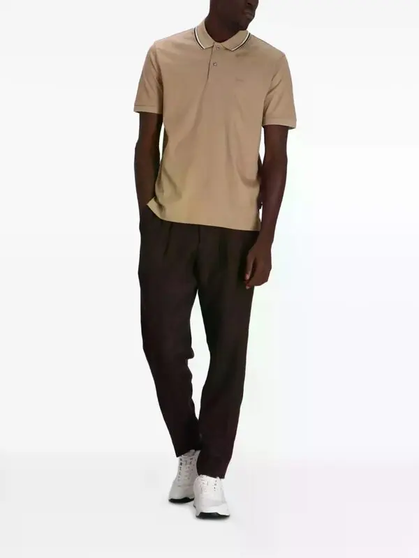 BOSS Paddy Contrasting-collar Polo Shirt - Neutrals