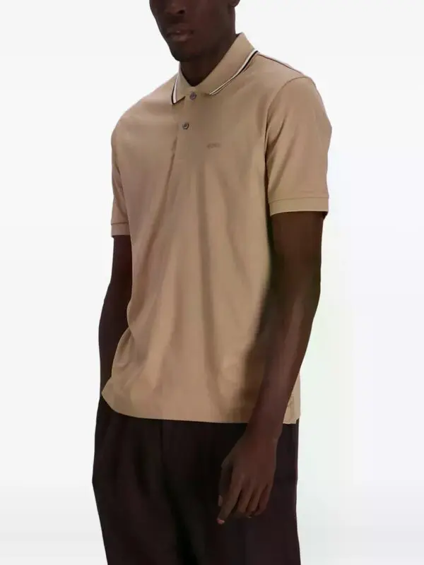 BOSS Paddy Contrasting-collar Polo Shirt - Neutrals