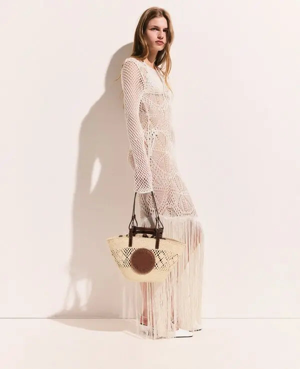 Stella McCartney Long Sleeve Crochet Maxi Dress - Natural