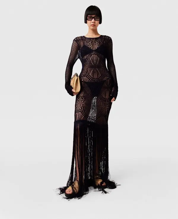 Stella McCartney Long Sleeve Crochet Maxi Dress