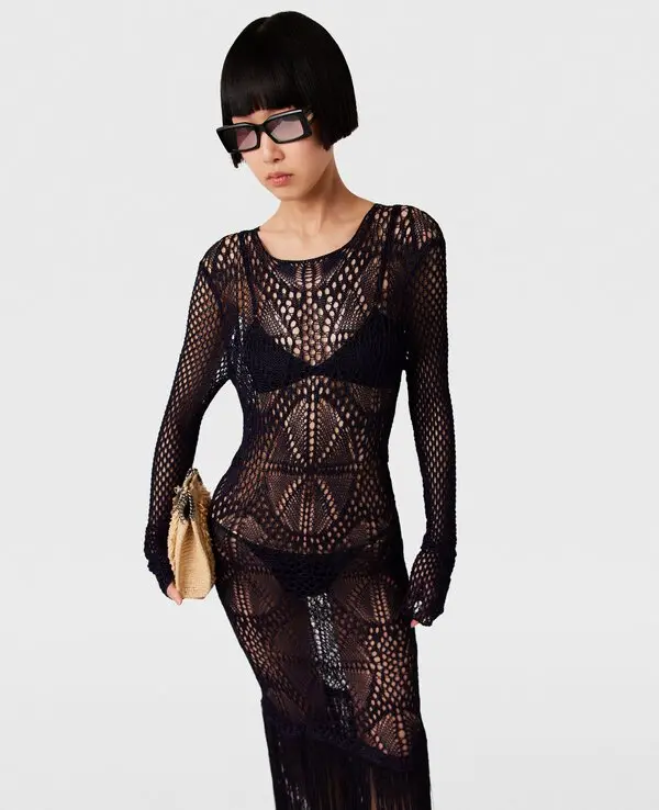 Stella McCartney Long Sleeve Crochet Maxi Dress