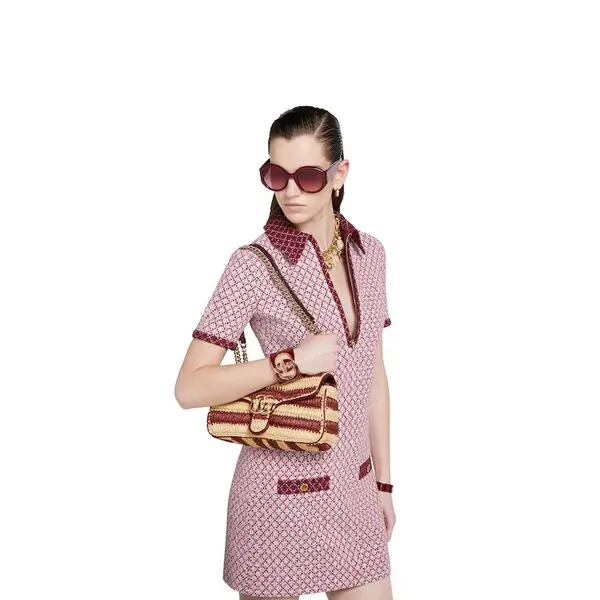 Gucci Gg Marmont Woven Medium Shoulder Bag