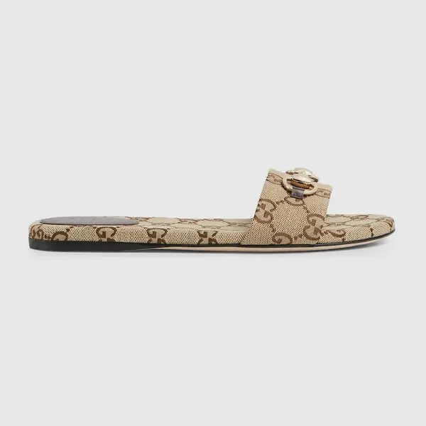 Gucci Slide Sandal With Horsebit - Beige