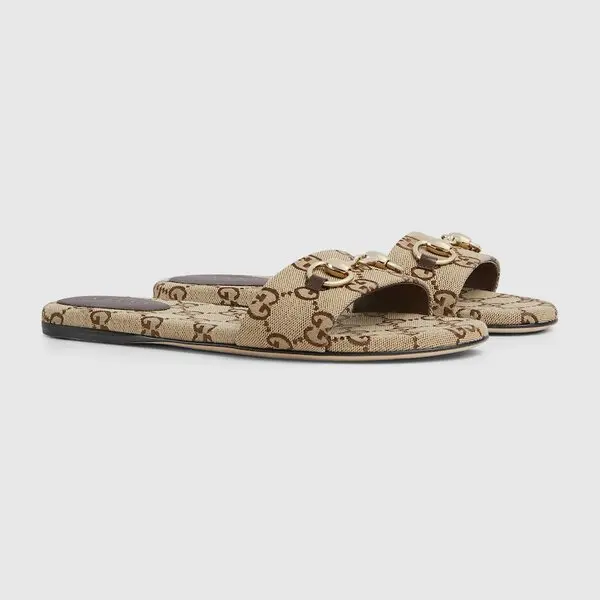 Gucci Slide Sandal With Horsebit - Beige