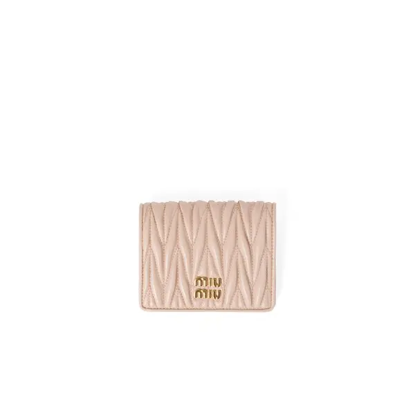 Miu Miu Small Matelassé Nappa Leather Wallet - Powder Pink