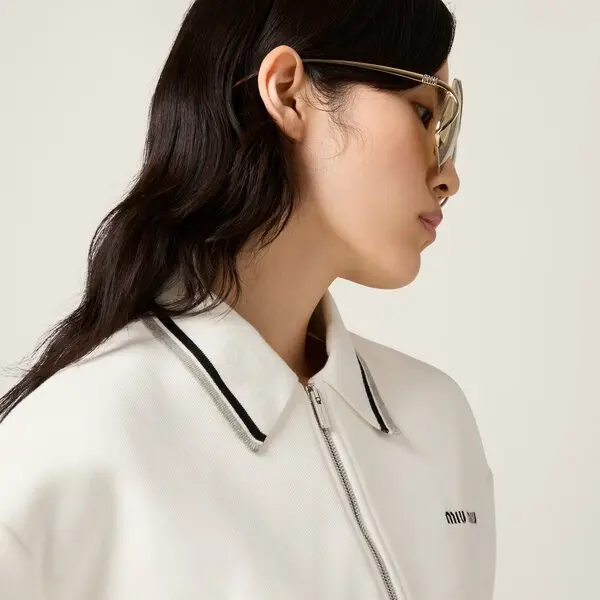 Miu Miu Bonded Piqué And Technical Jersey Blouson Jacket - White