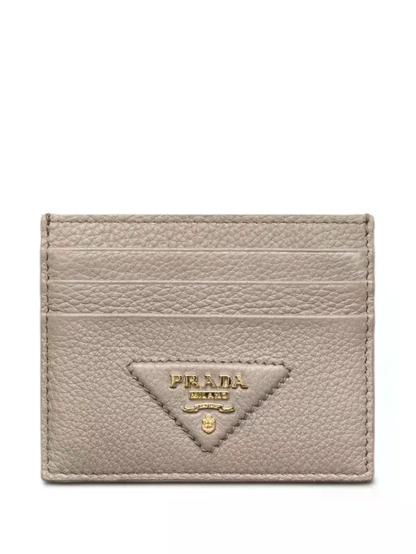 Prada Leather Card Holder - Grey