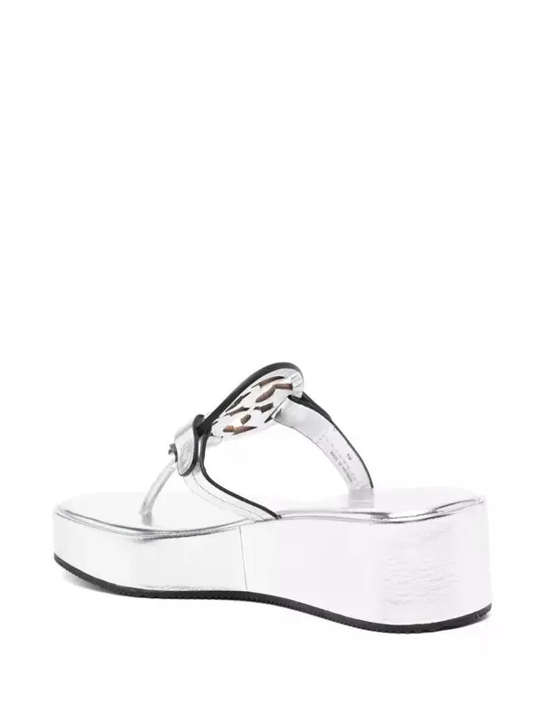 Tory Burch Miller Leather Sandals - Silver