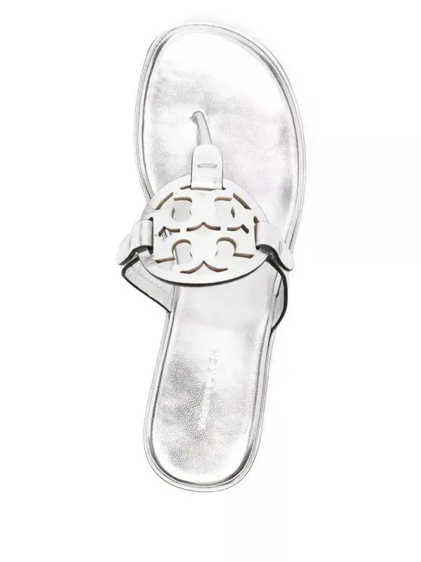 Tory Burch Miller Leather Sandals - Silver