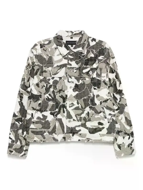 WHO DECIDES WAR Camo Trucker Jacket - Grey