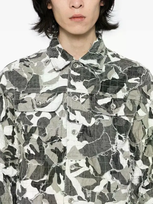 WHO DECIDES WAR Camo Trucker Jacket - Grey
