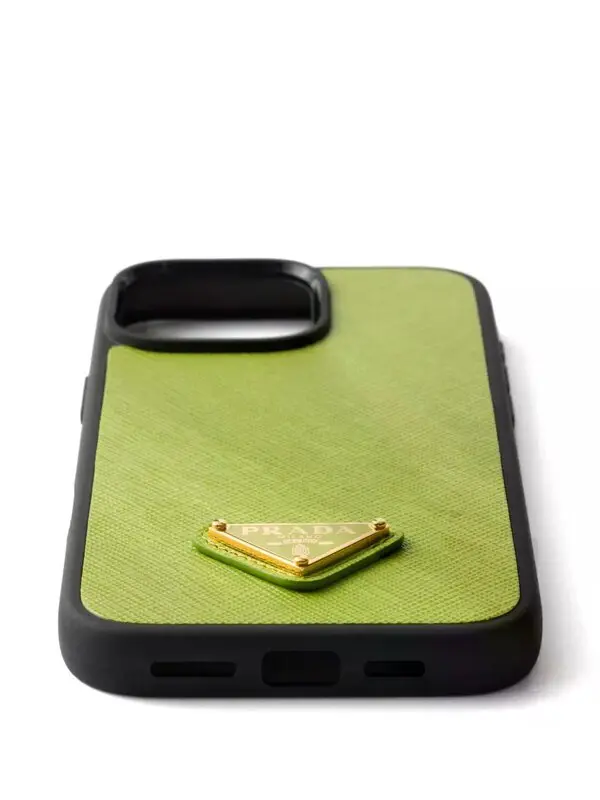 iPhone16PROmax prada iPhoneケース　グリーン Prada Logo-Plaque Iphone 16 Pro Max Case - Green | Editorialist