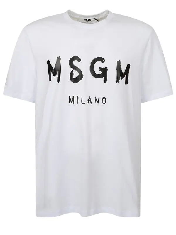 MSGM Cotton T-shirt With Front Logo - White