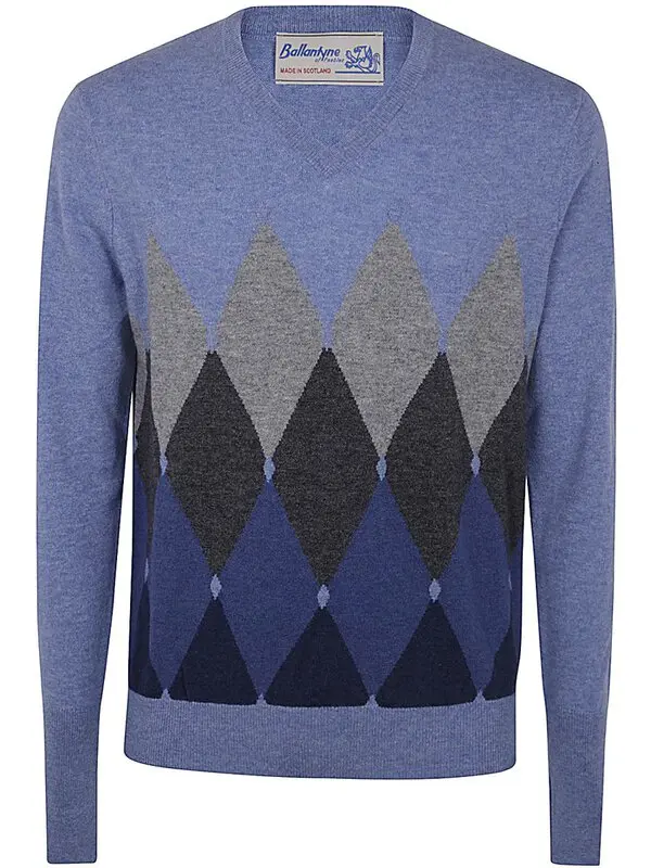 BALLANTYNE V-neck Cashmere Pullover - Blue