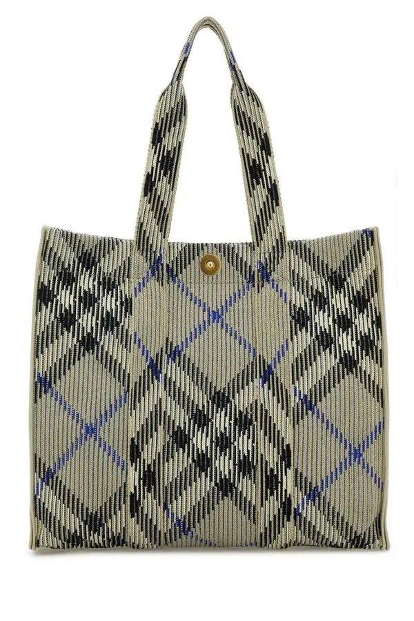 Burberry Check Embroidered Canvas Shopping Bag - Printed