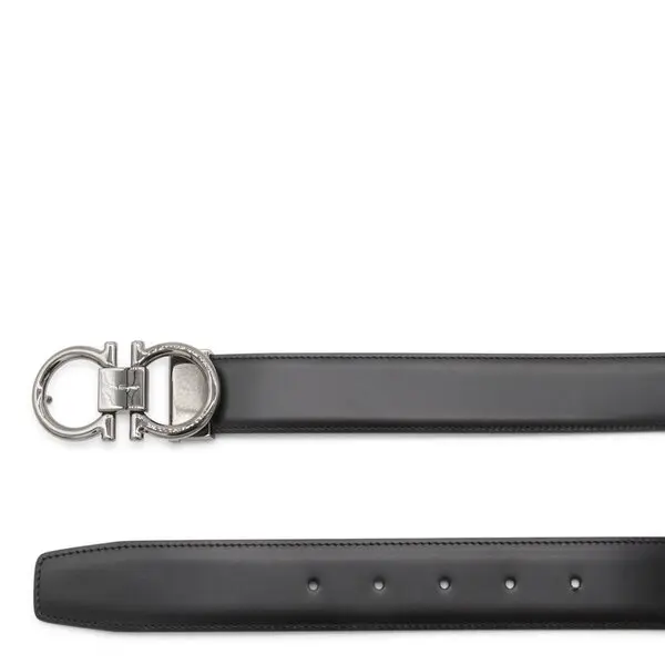 FERRAGAMO Leather Belt - Nero/hickory