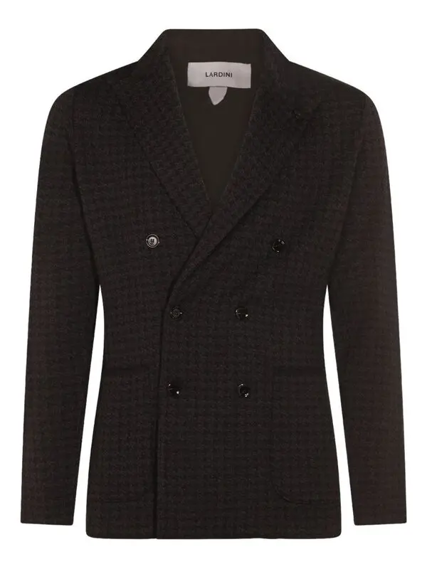 LARDINI Houndstooth Jacket - Brown