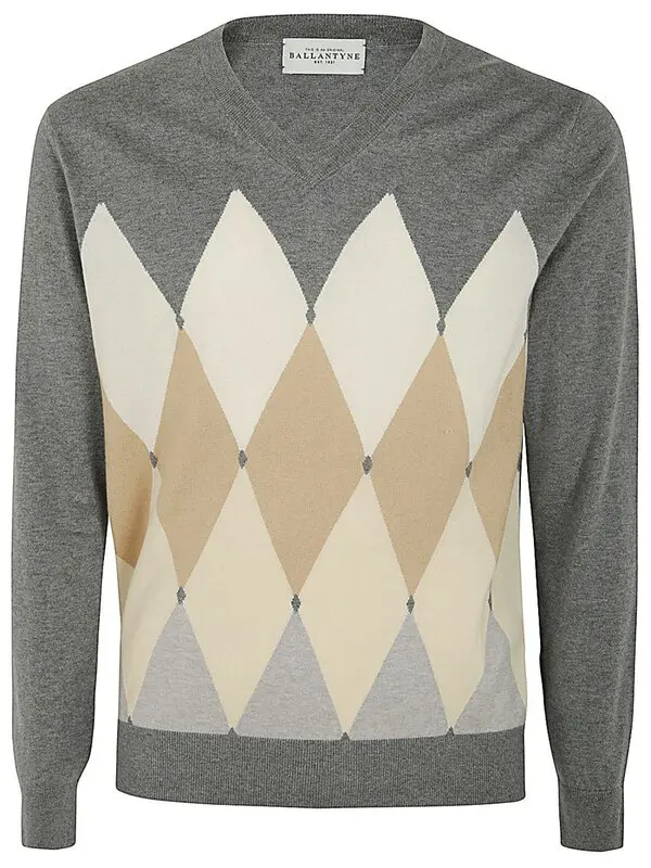 BALLANTYNE V Neck Pullover - Grey