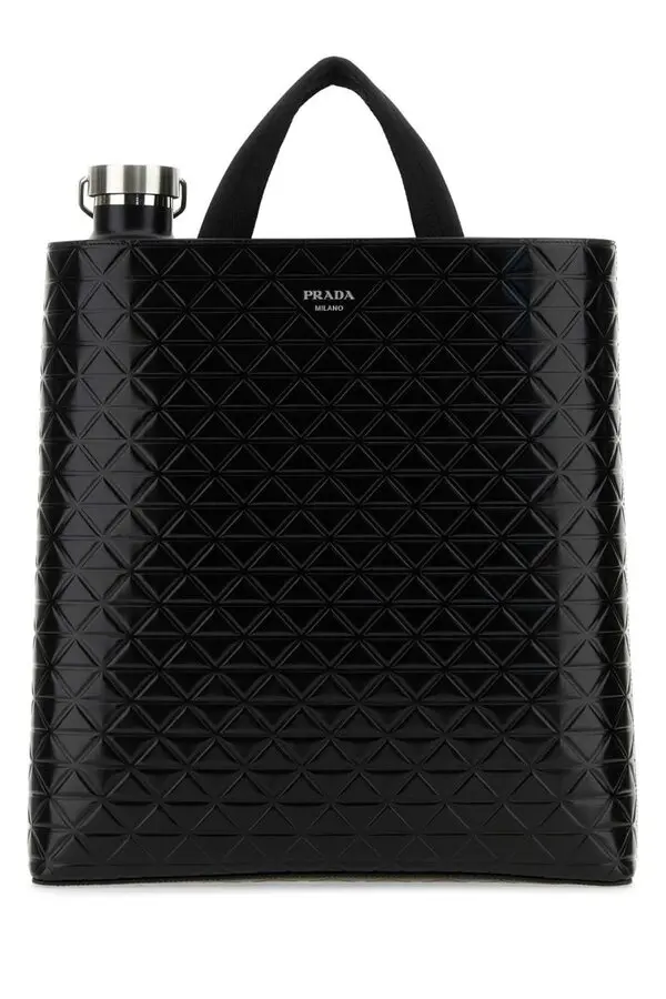 Prada Leather Shopping Bag - Black