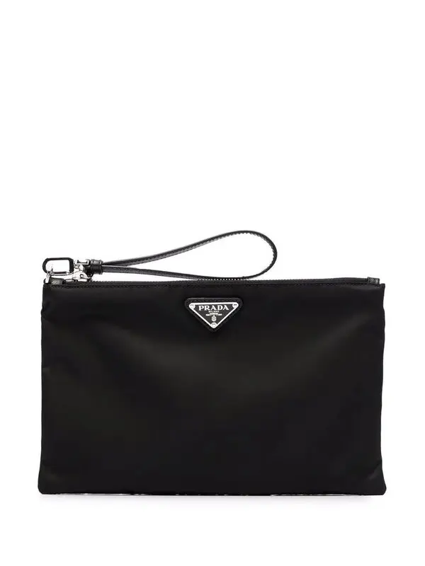 Prada Re-nylon And Saffiano Pouch - Black