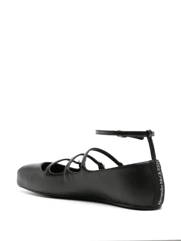 フラットシューズ Cage Ballerinas - Alexander McQueen - Leather - Black Alexander Mcqueen Cage Ballerinas In Black - 70% Off