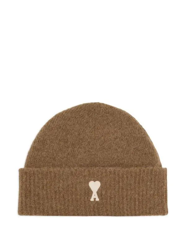 Ami Ribbed Beanie - Brown