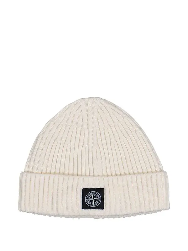 Stone Island Wool Beanie With Logo - Beige