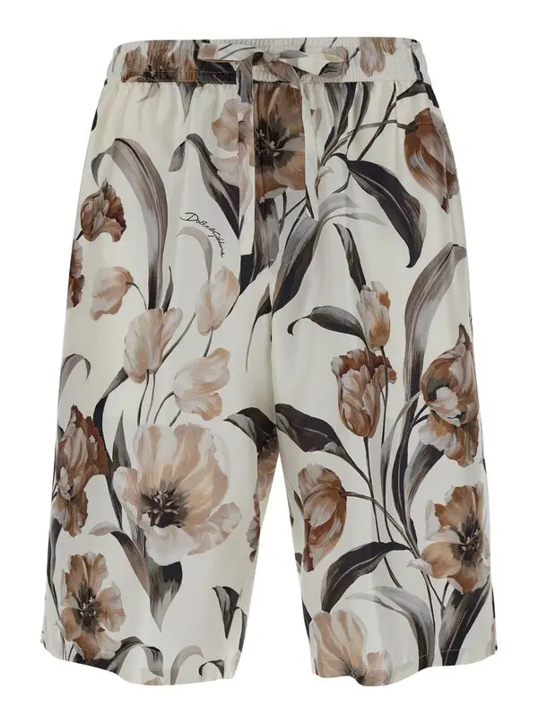 Dolce & Gabbana Floral Print Bermuda Shorts - White