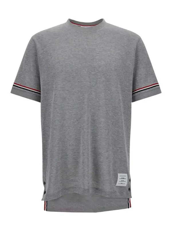 Thom Browne Short Sleeve Crew Neck T-shirt In Cotton - Grey