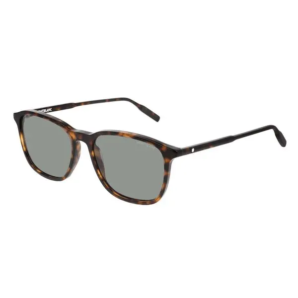 Montblanc Havana Green Rectangle Sunglasses - Brown