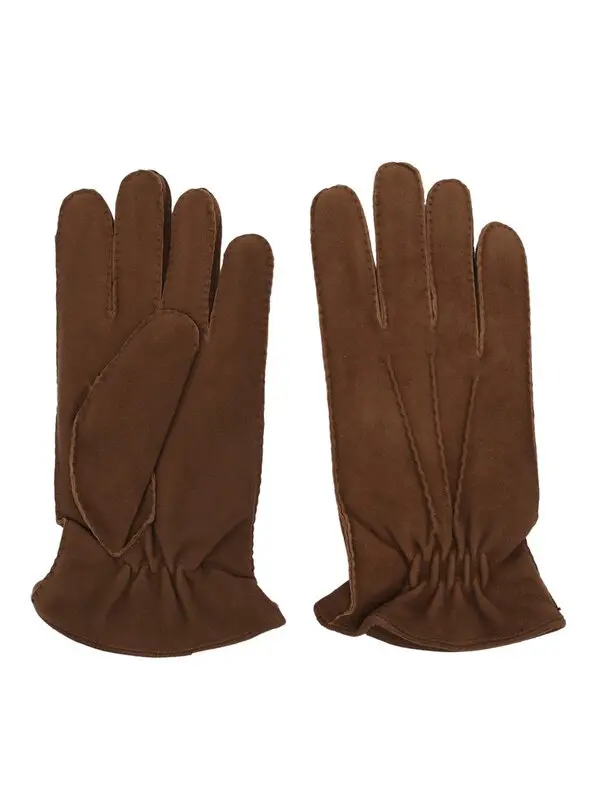 ORTIGNI Lambskin And Suede Gloves - Brown