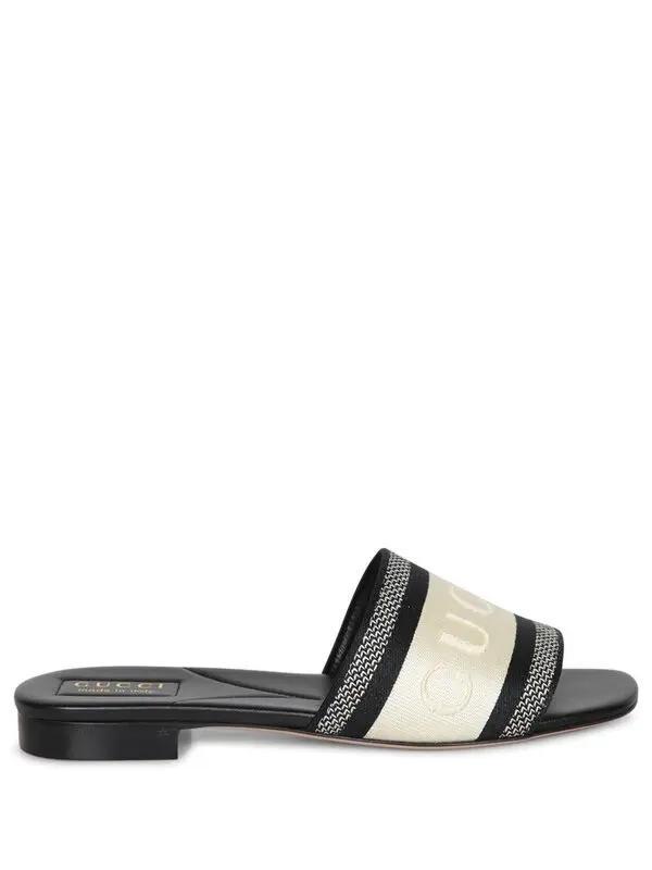 Gucci Jacquard Logo Band Slides In Black - 63% Off  display picture 1