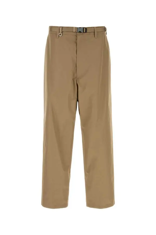 Prada Wool Houndstooth Trousers - Beige O Tan