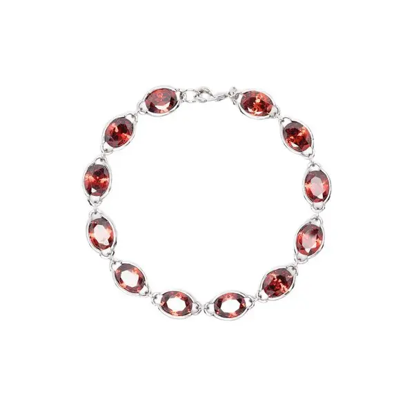 DARKAI Anchor Red Oval Stone Bracelet - Silver/red